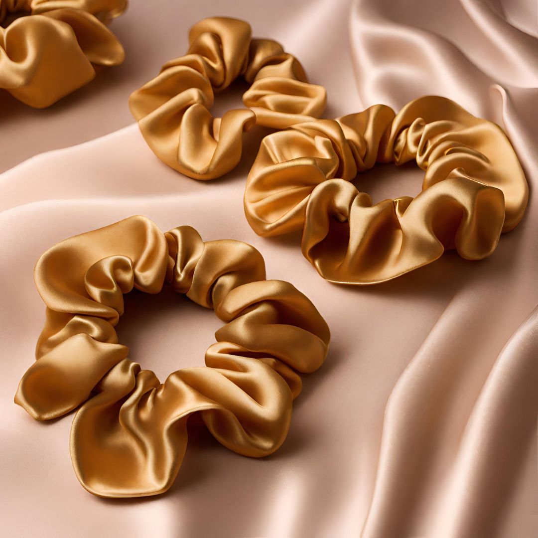 Amber Hair Wrap Golden Pure Mulberry Silk Scrunchie - UberSilk