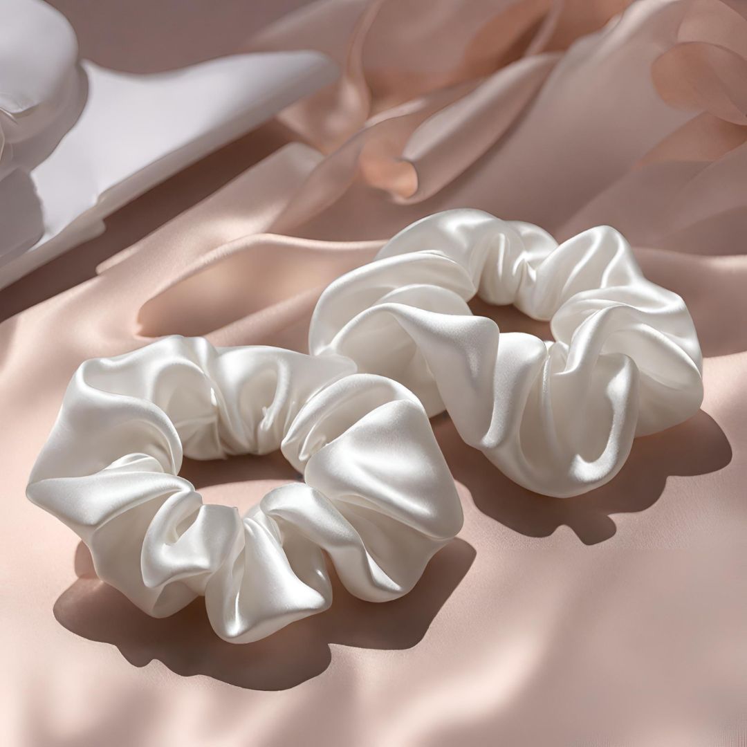 Ivory Indulgence White Pure Mulberry Silk Scrunchie - UberSilk